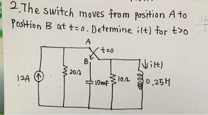 Solved 8.77 The switch moves from position A to position B | Chegg.com
