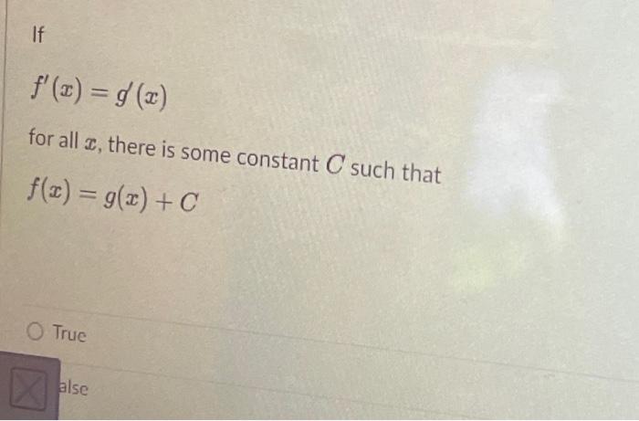 Solved f′(x)=g′(x) for all x, there is some constant C such | Chegg.com