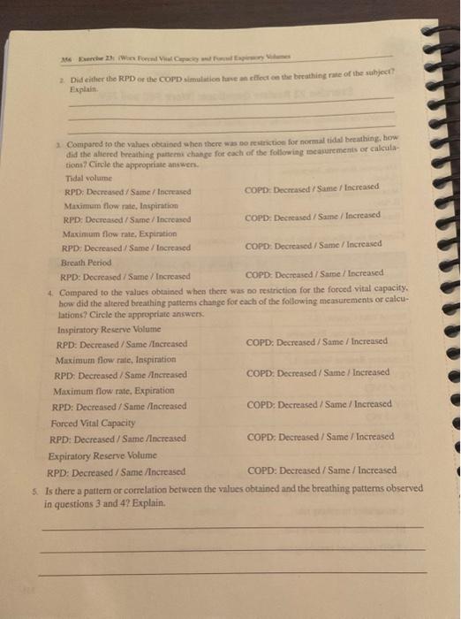 Solved Exercise 23 Review Questions: iWorx FVC and FEV | Chegg.com