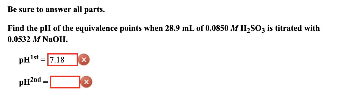 Solved Find the pH of the equivalence points when 28.9 ﻿mL | Chegg.com