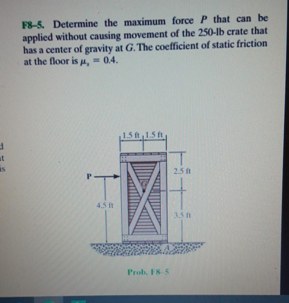 Solved F8-5. Determine the maximum force P that can be | Chegg.com