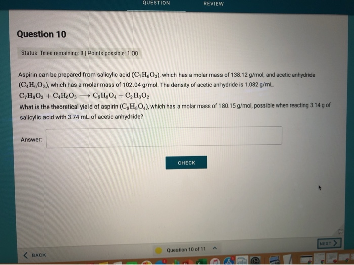 Solved QUESTION REVIEW Question 10 Status: Tries remaining: | Chegg.com