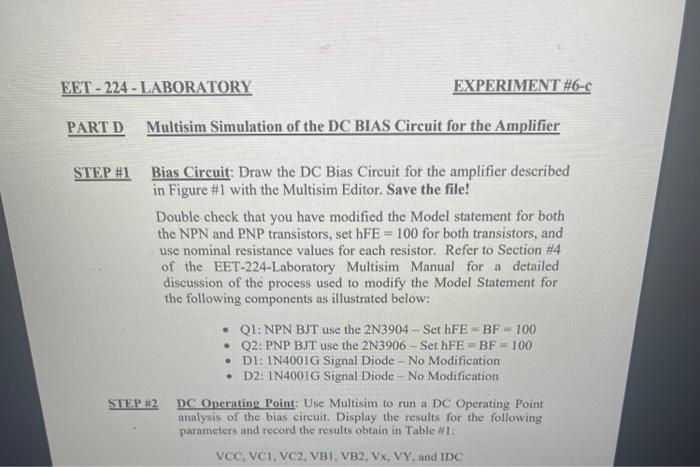 Solved EET - 224 - LABORATORY EXPERIMENT #6-c Figure #1 - | Chegg.com