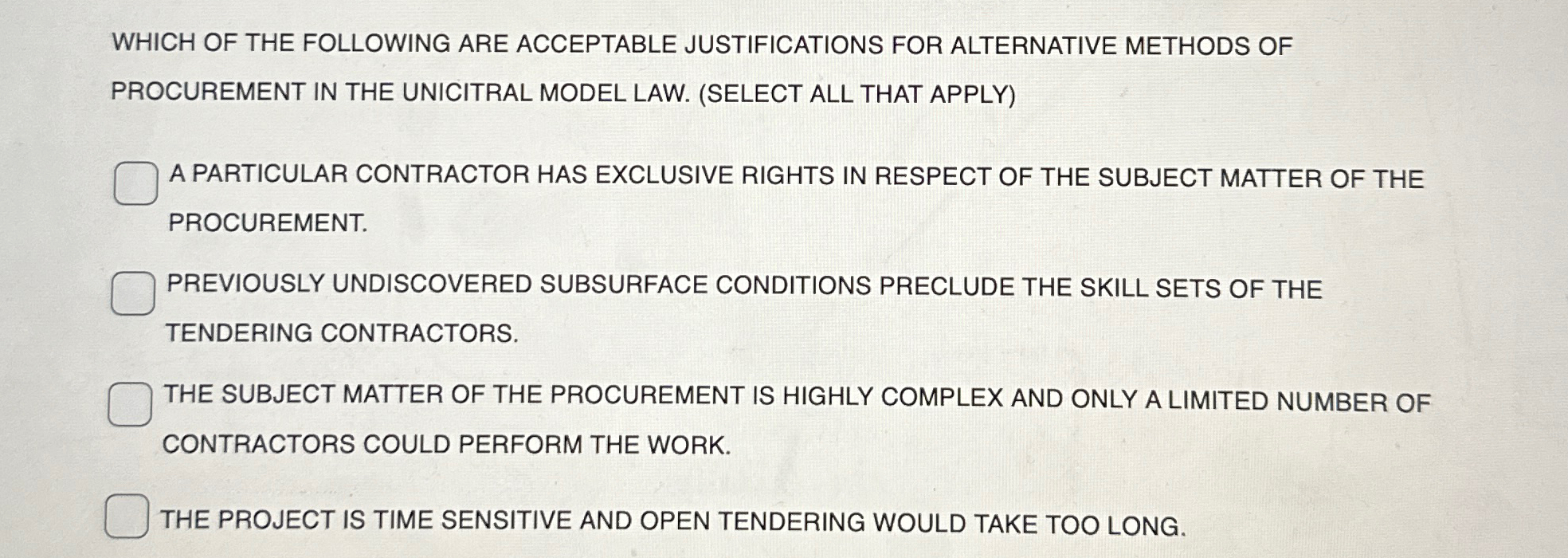 Solved WHICH OF THE FOLLOWING ARE ACCEPTABLE JUSTIFICATIONS | Chegg.com