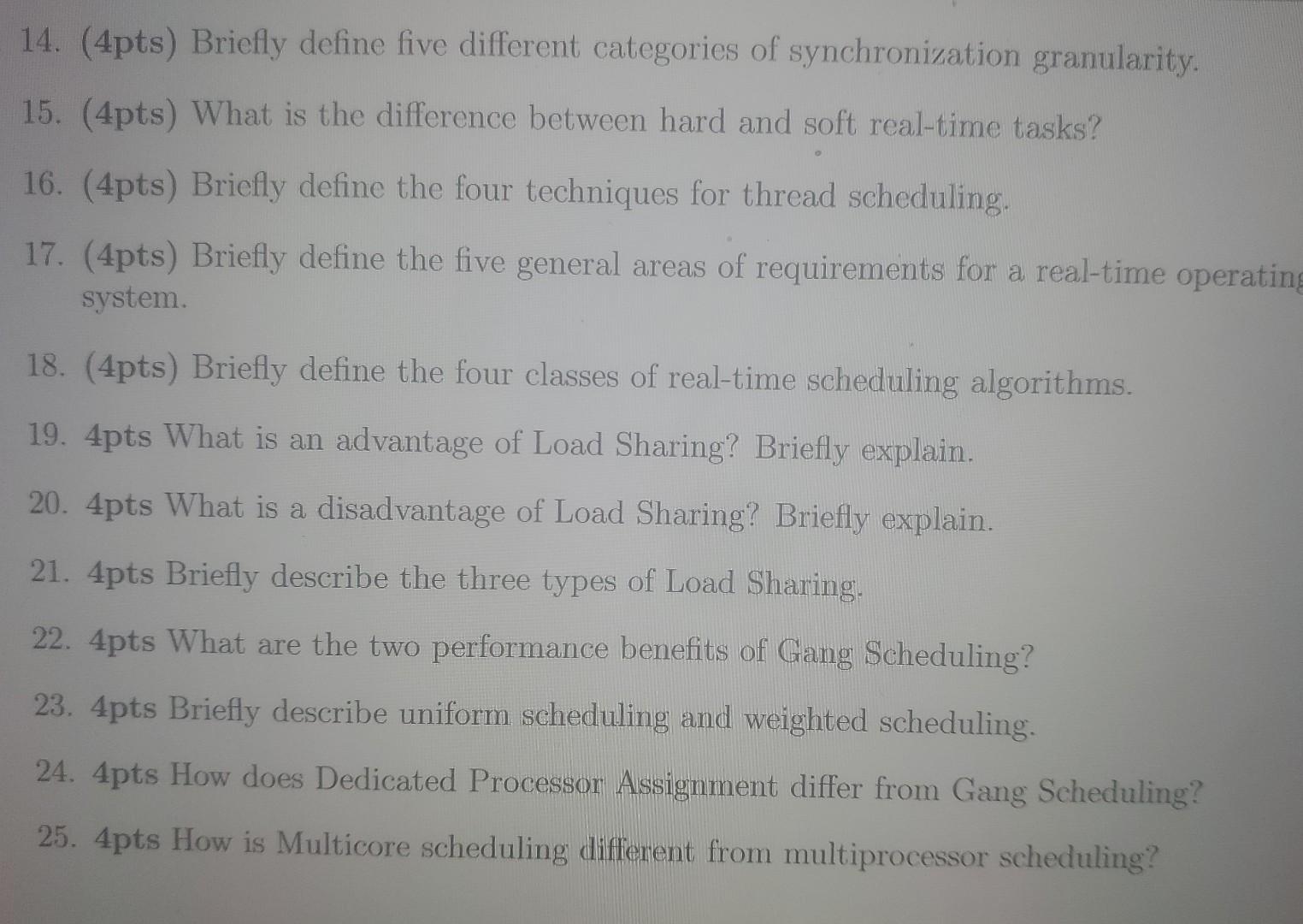 Solved 14. (4pts) Briefly define five different categories | Chegg.com