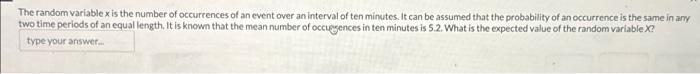 Solved The random variable x is the number of occurrences of | Chegg.com