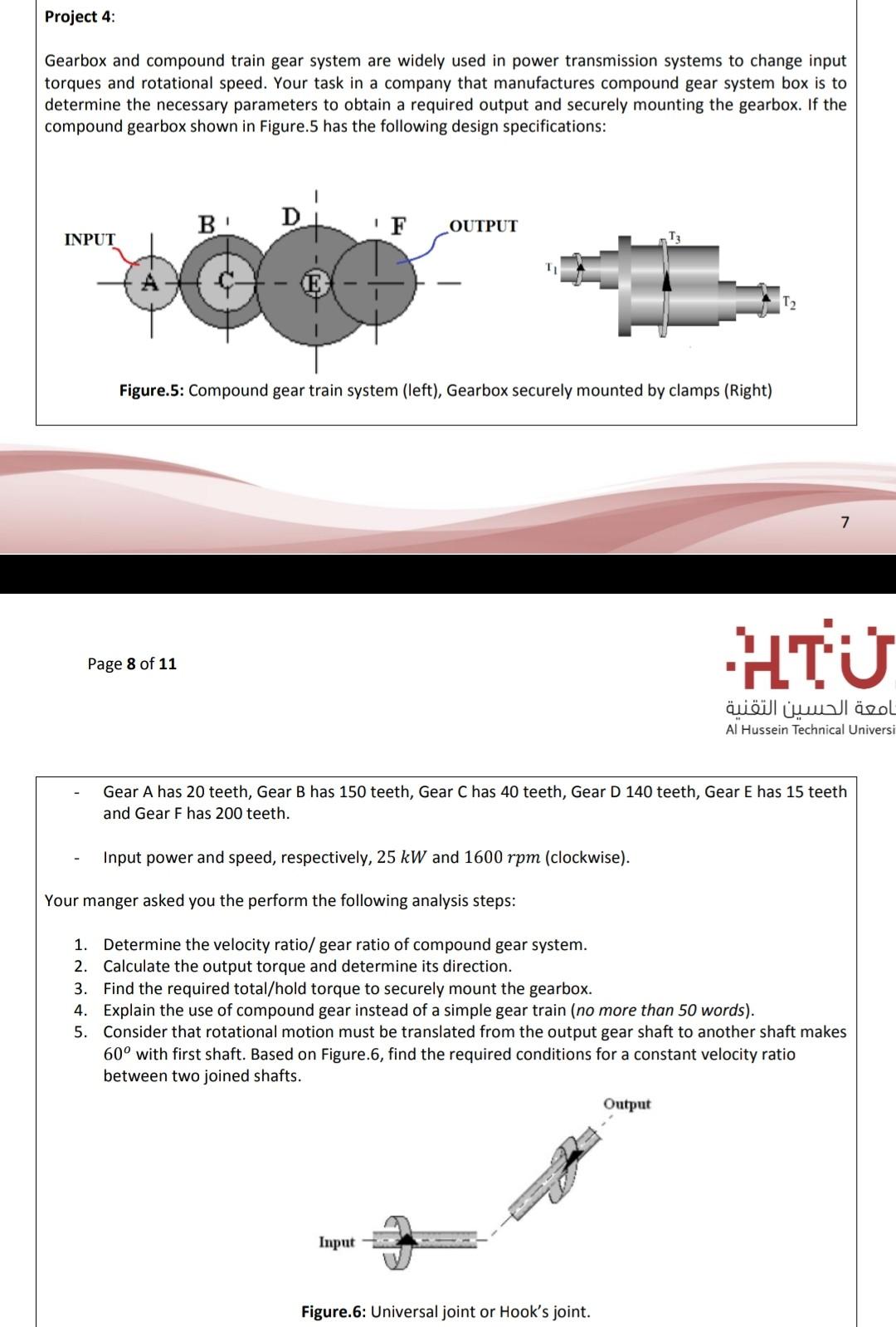 Solved Project 4: Gearbox and compound train gear system are | Chegg.com