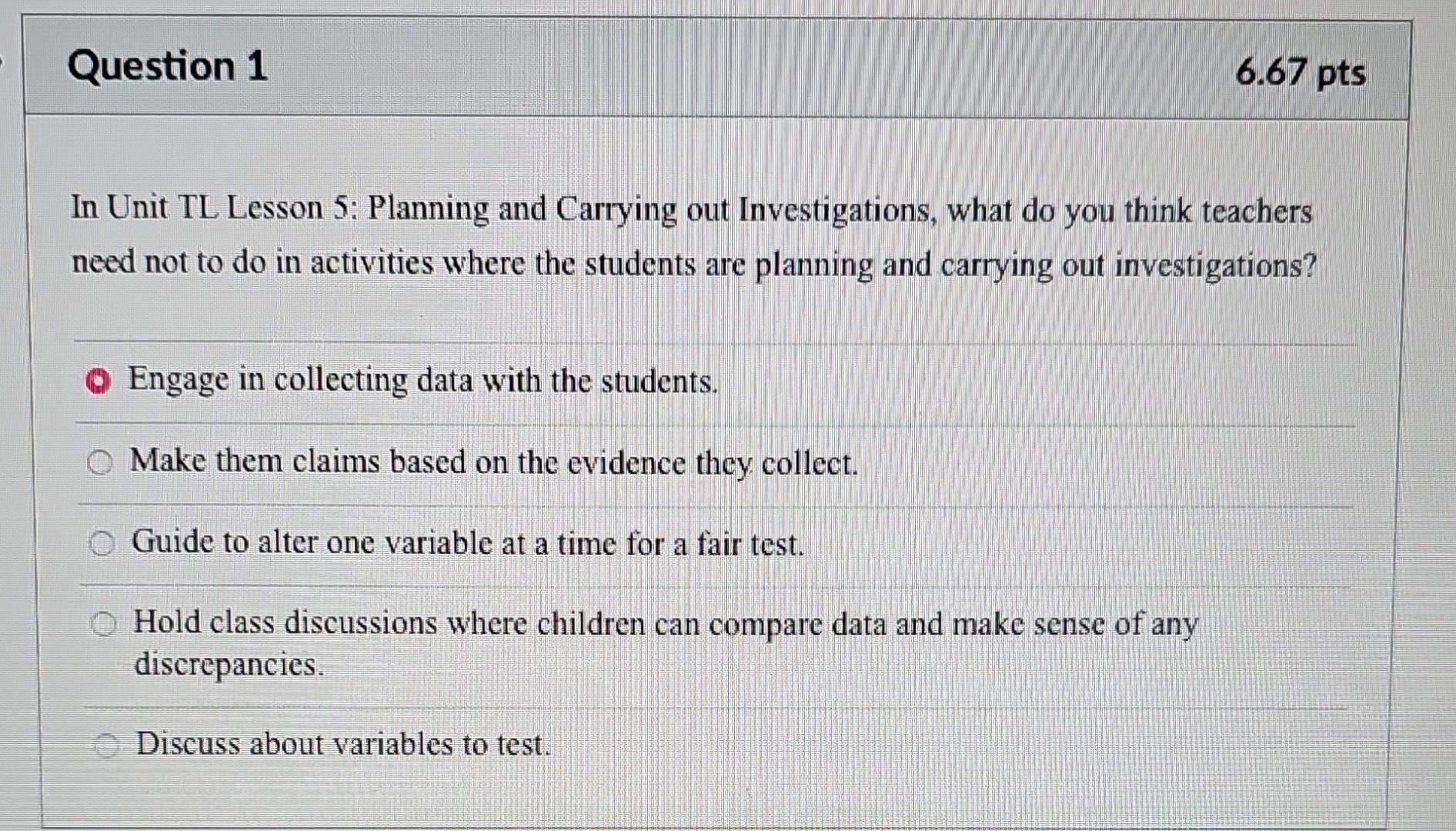 Solved In Unit TL Lesson 5: Planning and Carrying out | Chegg.com