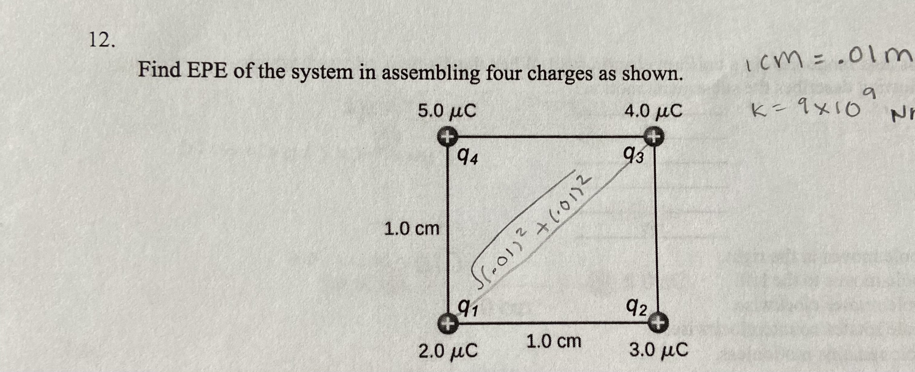 Solved Find EPE of the system in assembling four charges as | Chegg.com