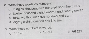 Solved Write these words as numbers:a. ﻿thirty six thousand | Chegg.com