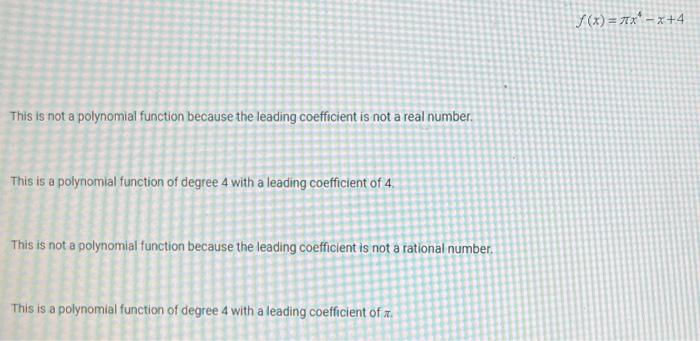 Solved determine if the function is a polynomial function. | Chegg.com