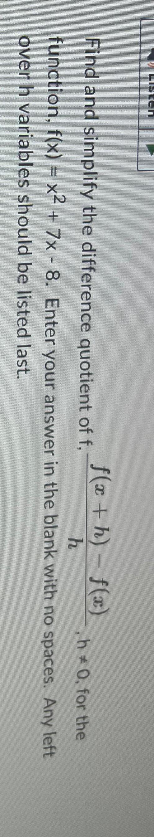 Solved Find and simplify the difference of | Chegg.com
