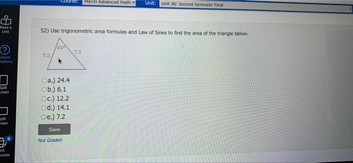 Solved Courses MATH Advanced Math Unit: Unit 36: Second | Chegg.com