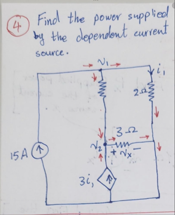 Solved (4) ﻿Find the power supplied by the dependent current | Chegg.com