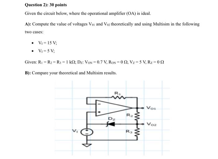 Solved Given the circuit below, where the operational | Chegg.com