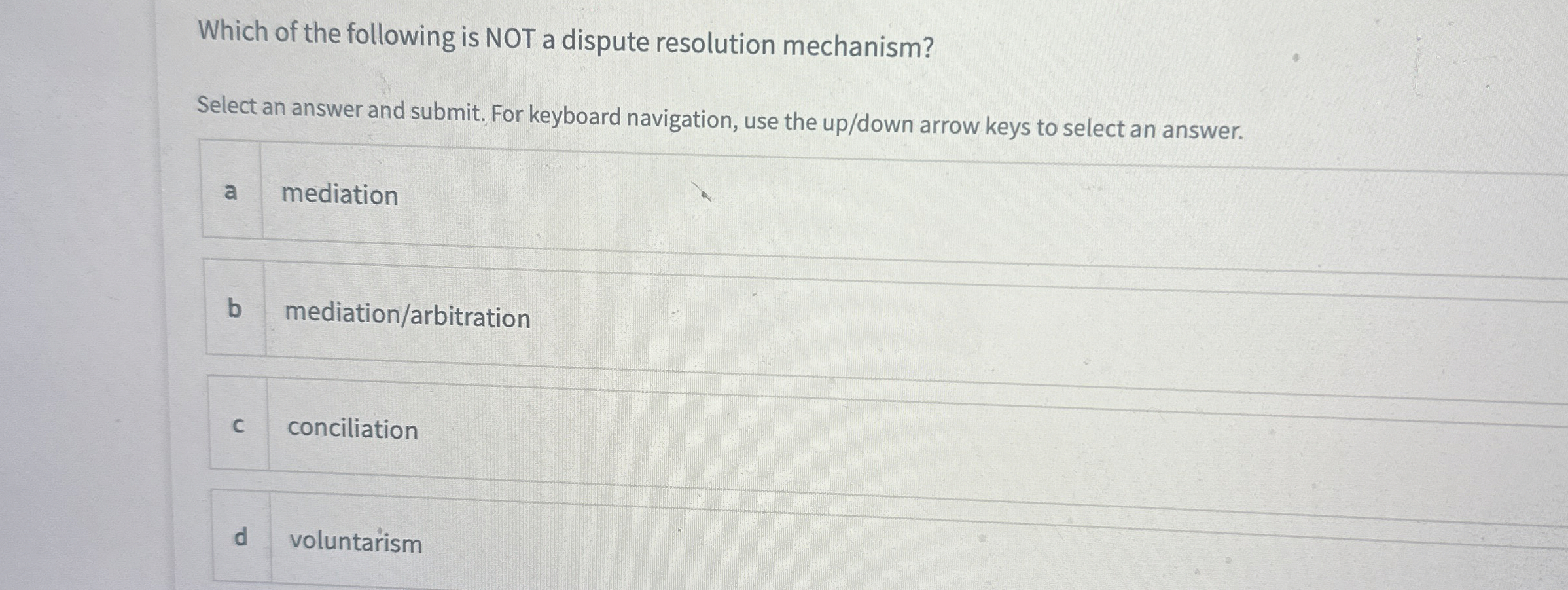 Solved Which of the following is NOT a dispute resolution | Chegg.com