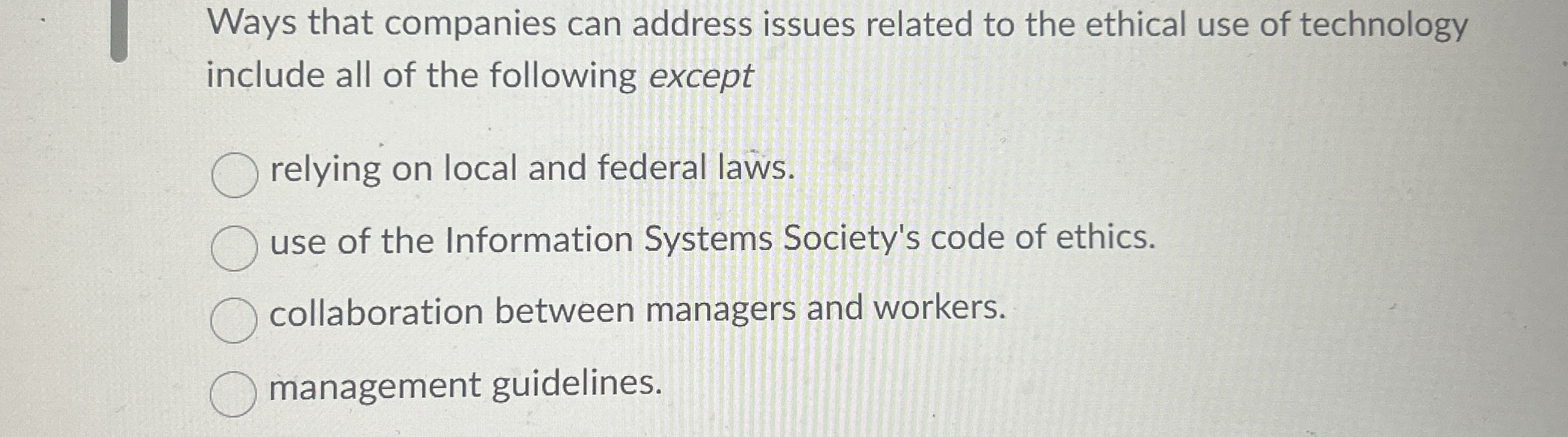 Solved Ways that companies can address issues related to the | Chegg.com