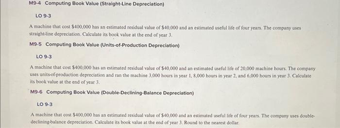 Solved M9.4 Computing Book Value (Straight-Line | Chegg.com