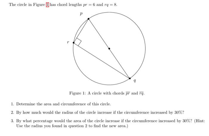 Solved The circle in Figure 团 has chord lengths pr=6 and | Chegg.com