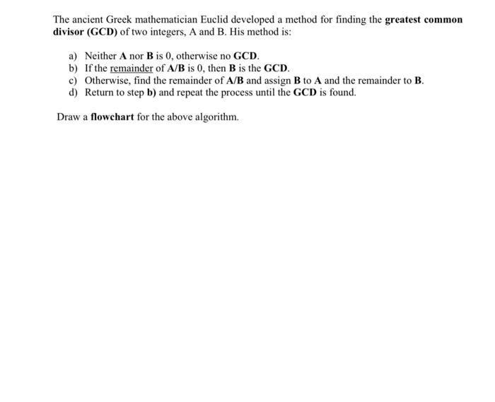 Solved The ancient Greek mathematician Euclid developed a | Chegg.com