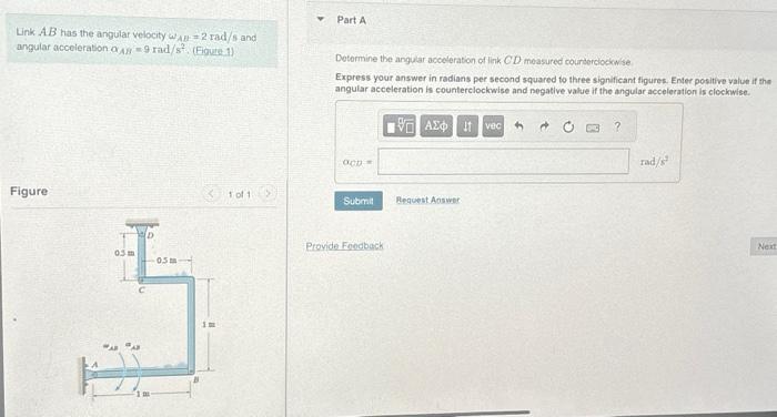 Solved Link AB has the angular velocity ωAB=2rad/s and | Chegg.com