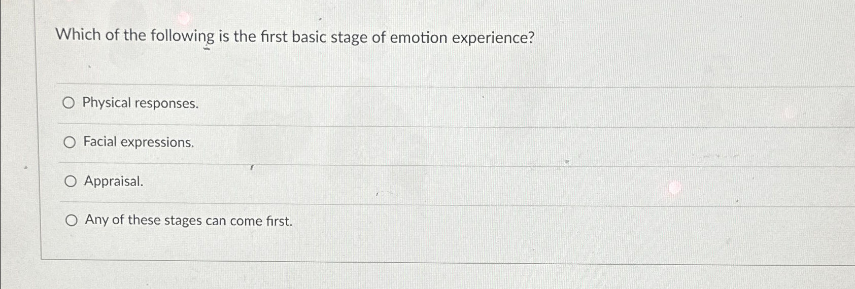 Solved 10. ﻿Which of the following is the first basic stage | Chegg.com