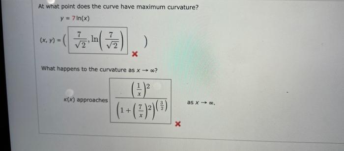 Solved At what point does the curve have maximum curvature? | Chegg.com