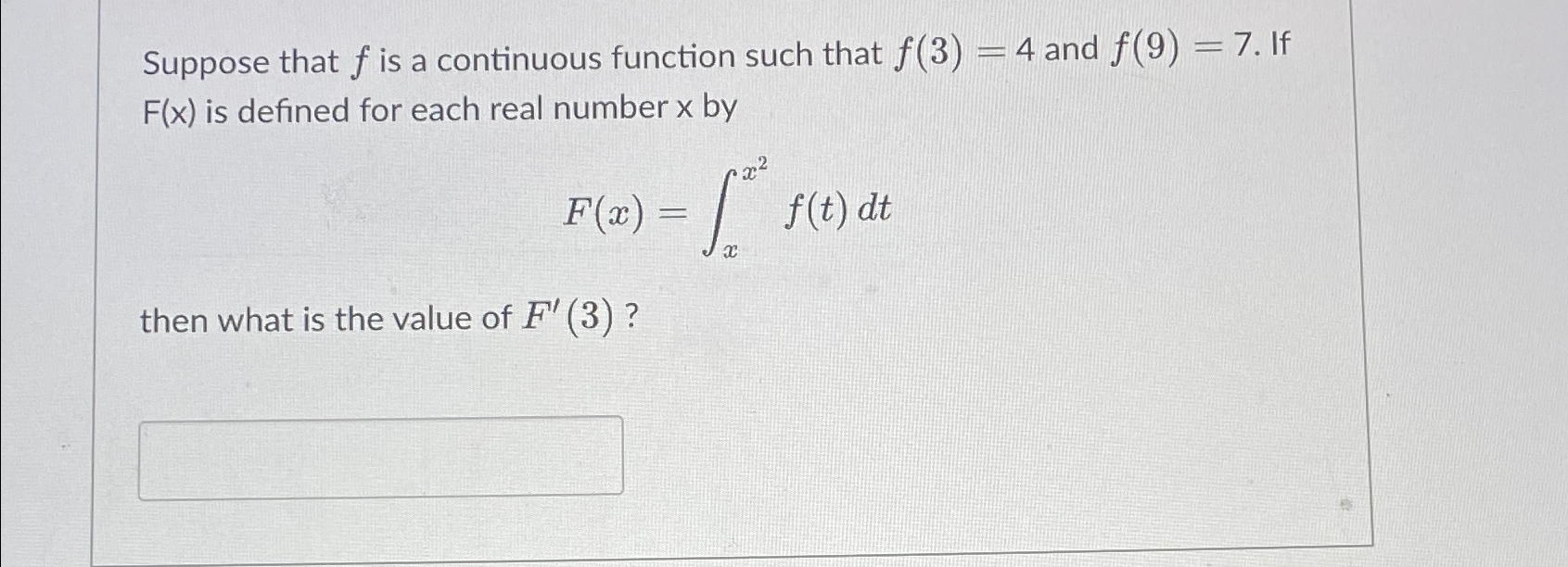 Solved Suppose that f ﻿is a continuous function such that | Chegg.com