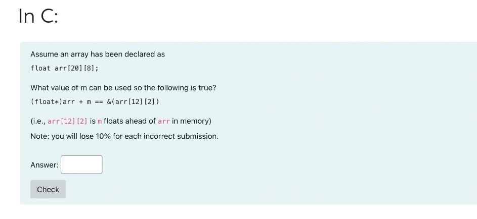 Solved Assume an array has been declared asfloat | Chegg.com