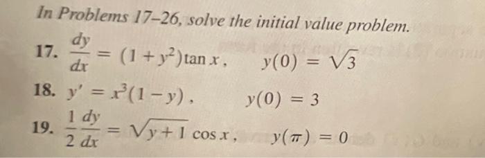 Solved In Problems 17 26 Solve The Initial Value Problem 5978