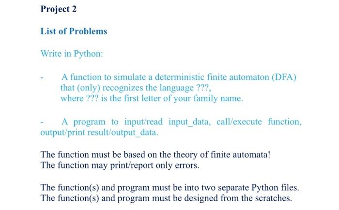 Solved List of Problems Write in Python: - A function to | Chegg.com