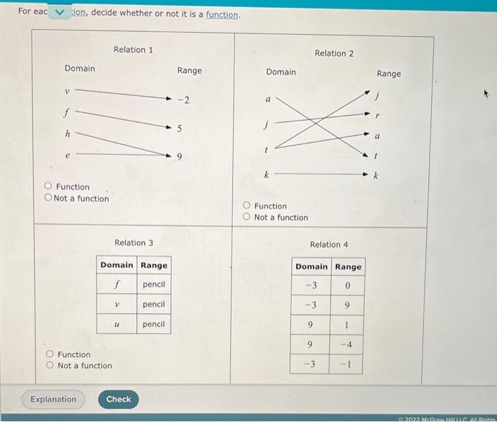 Solved Function Not a function \begin{tabular}{l} Relation 3 | Chegg.com