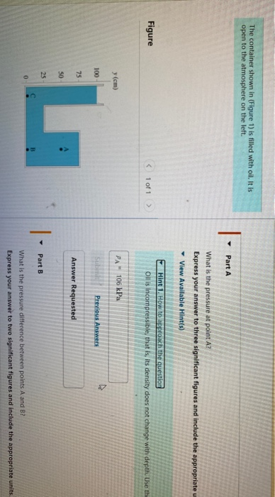 Solved The container shown in (Figure 1) is filled with oil. | Chegg.com