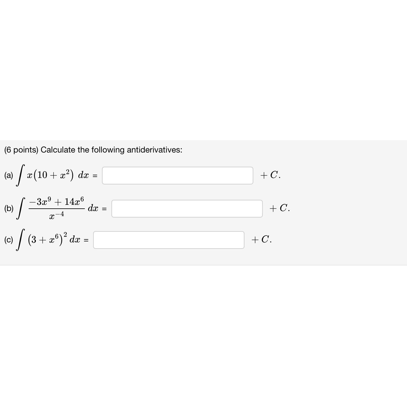 Solved (6 ﻿points) ﻿Calculate the following | Chegg.com