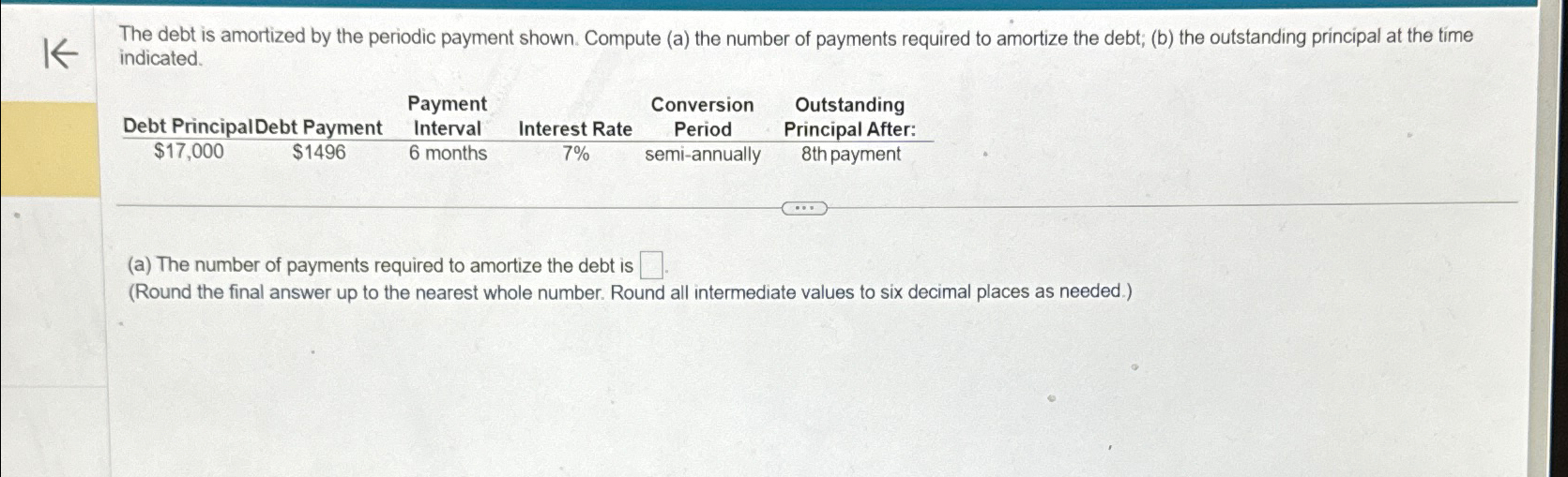 Solved The debt is amortized by the periodic payment shown. | Chegg.com