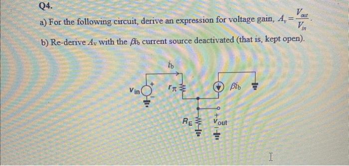 Solved a) For the following circuit, derive an expression | Chegg.com