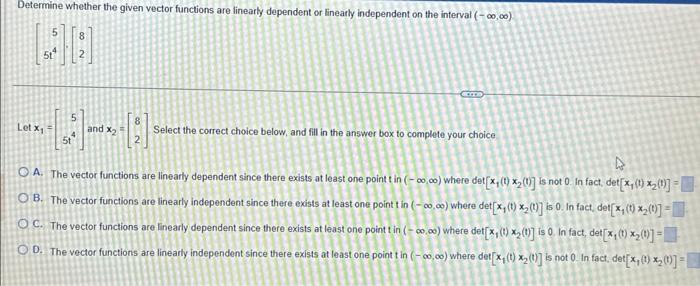 Solved Determine whether the given vector functions are | Chegg.com