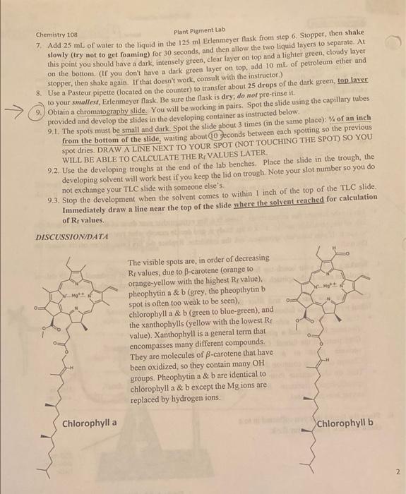 Solved EXTRACTION AND SEPARATION OF PLANT PIGMENTS Purpose | Chegg.com