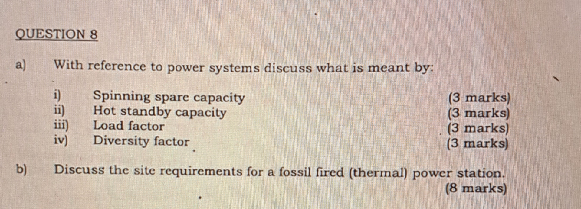 Solved QUESTION 8a) ﻿With reference to power systems discuss | Chegg.com