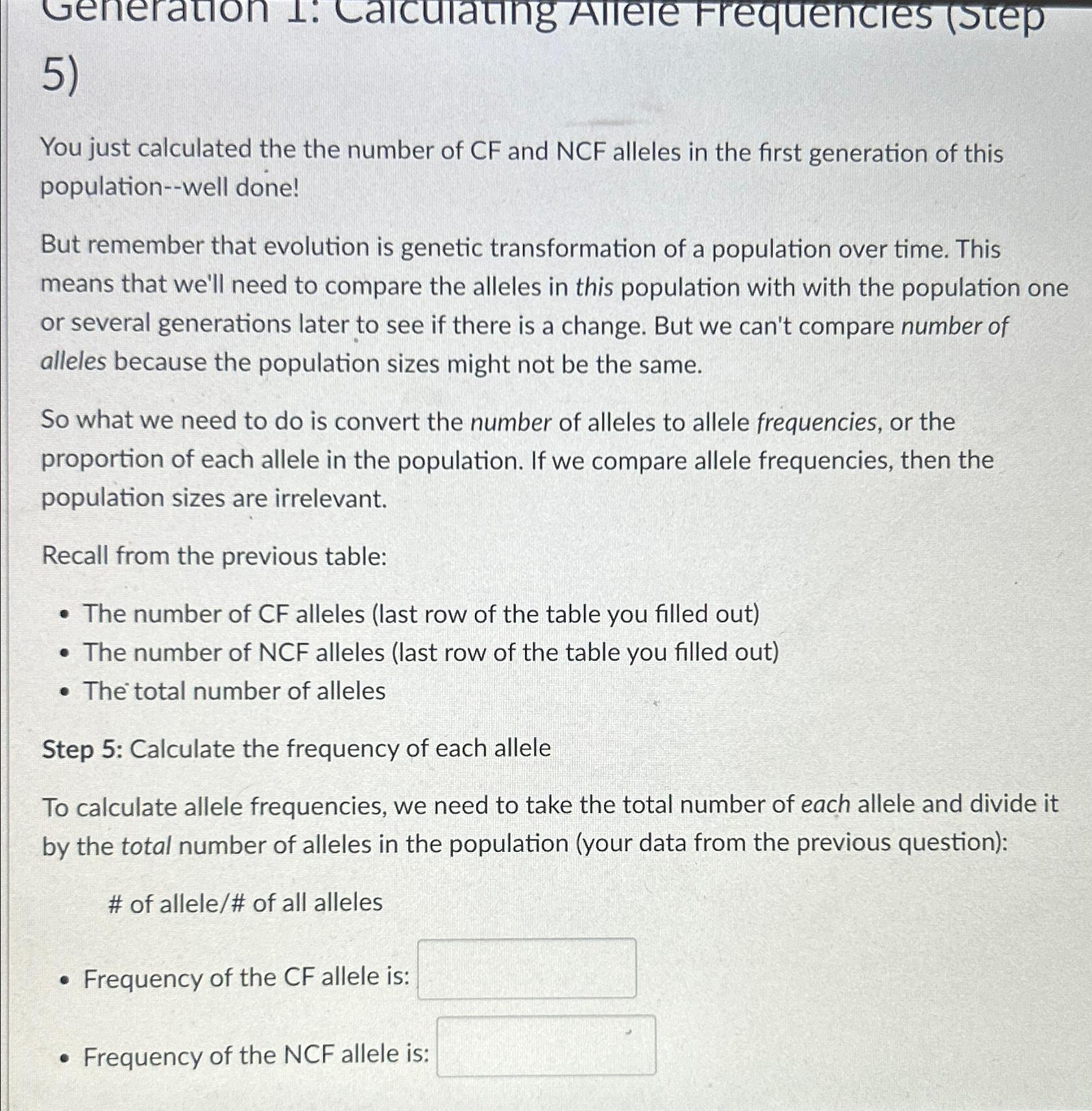Solved You just calculated the the number of CF and NCF | Chegg.com