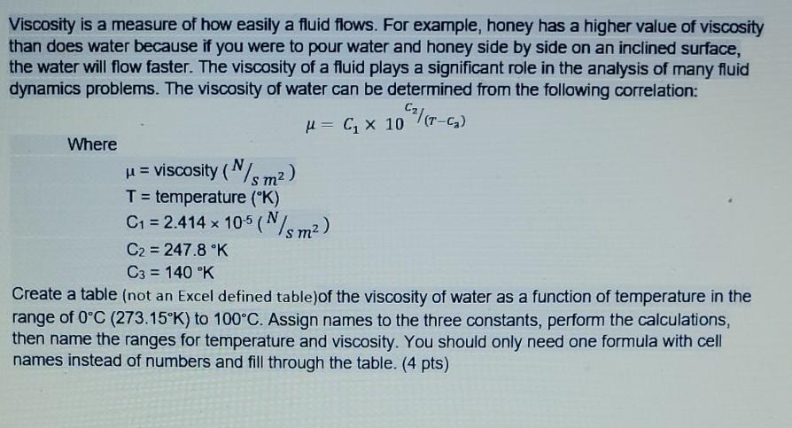 Solved Viscosity is a measure of how easily a fluid flows. | Chegg.com