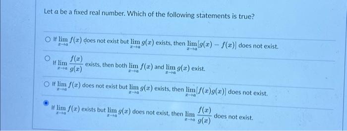 Solved Let a be a fixed real number. Which of the following | Chegg.com