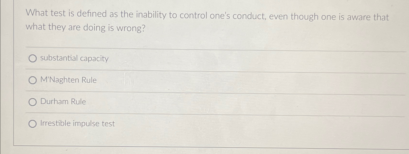 Solved What test is defined as the inability to control | Chegg.com