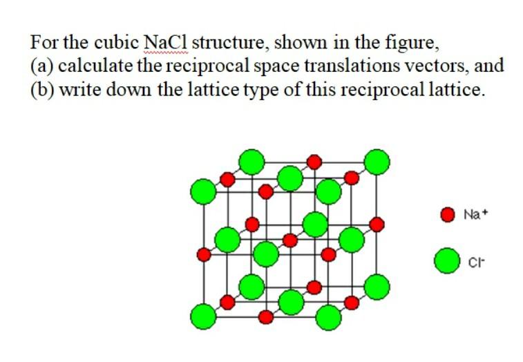 Solved For the cubic NaCl structure, shown in the figure, | Chegg.com