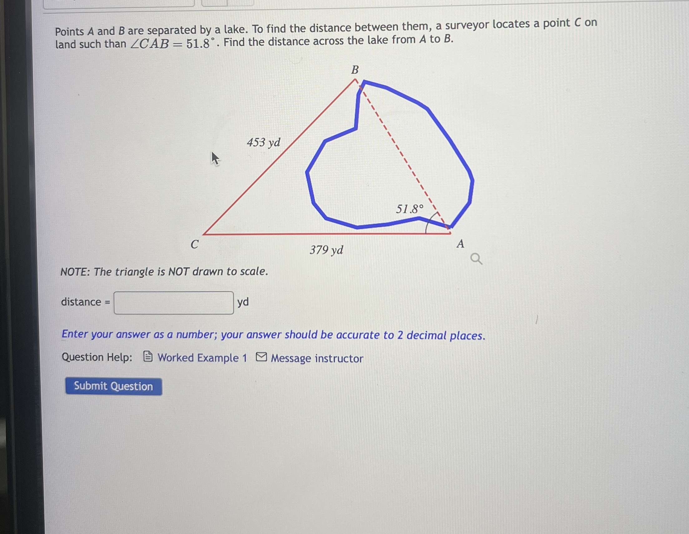 Solved Points A and B ﻿are separated by a lake. To find the | Chegg.com