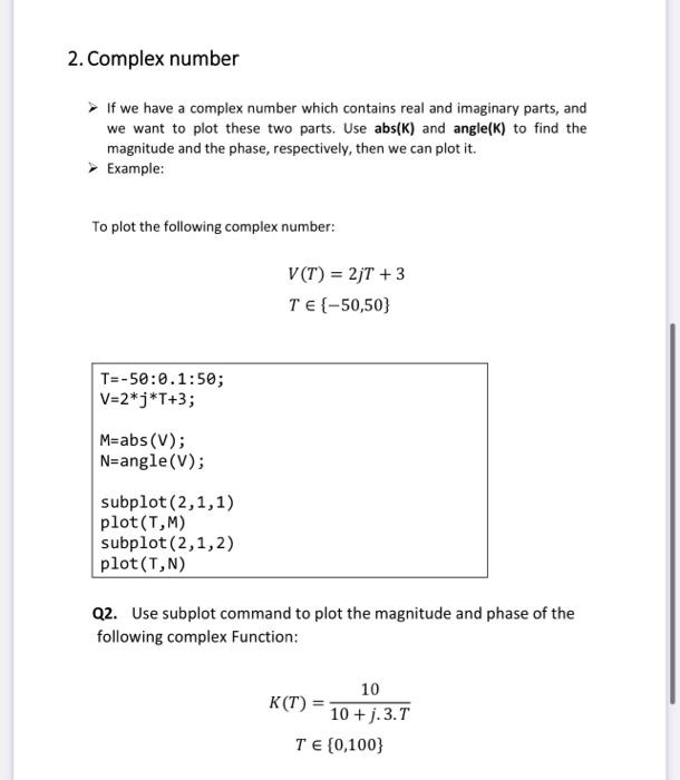 Solved 2. Complex number If we have a complex number which | Chegg.com