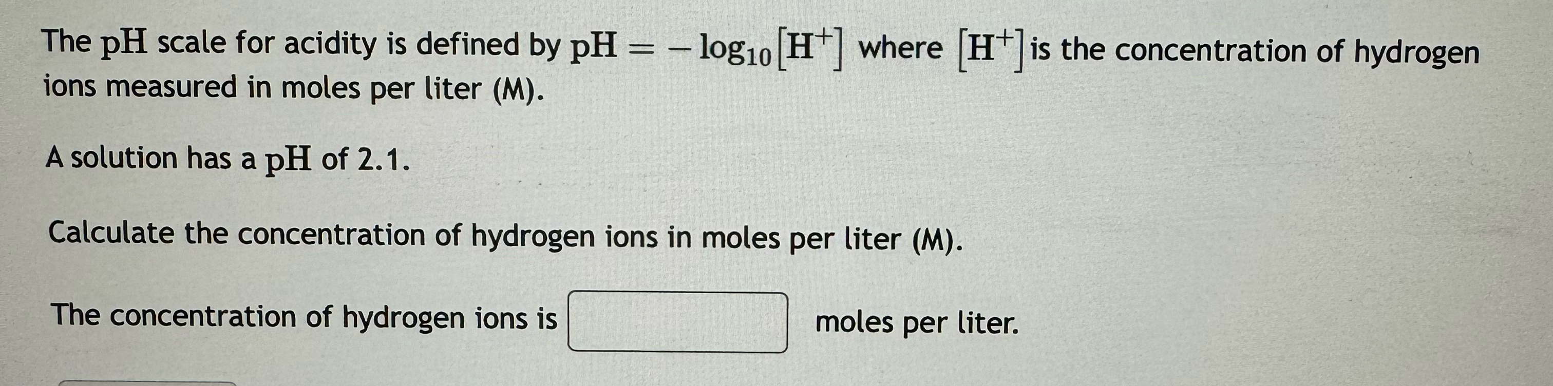 Solved The pH ﻿scale for acidity is defined by | Chegg.com