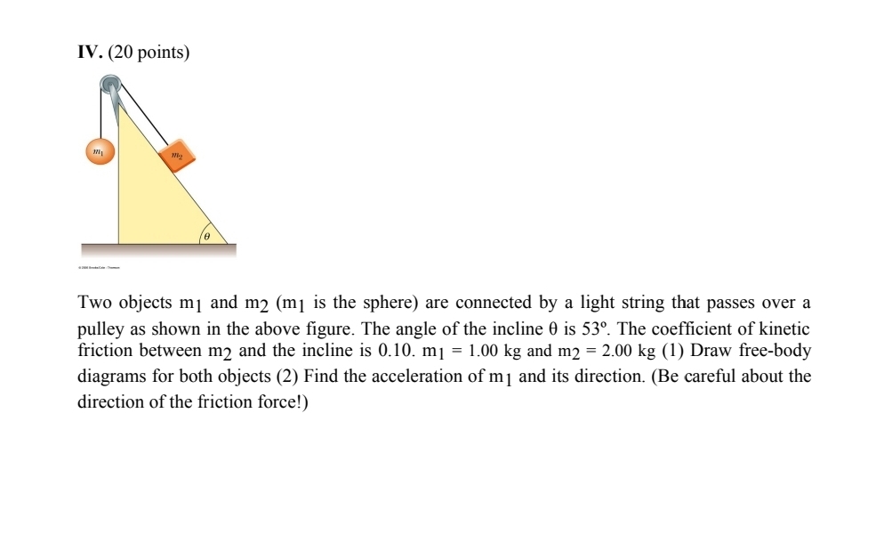 Solved IV 190 ﻿noints)Two objects m1 ﻿and m2 ( m1 ﻿is the | Chegg.com