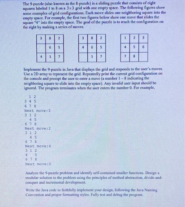 Solved The 9-puzzle (also known as the 8-puzzle) is a | Chegg.com