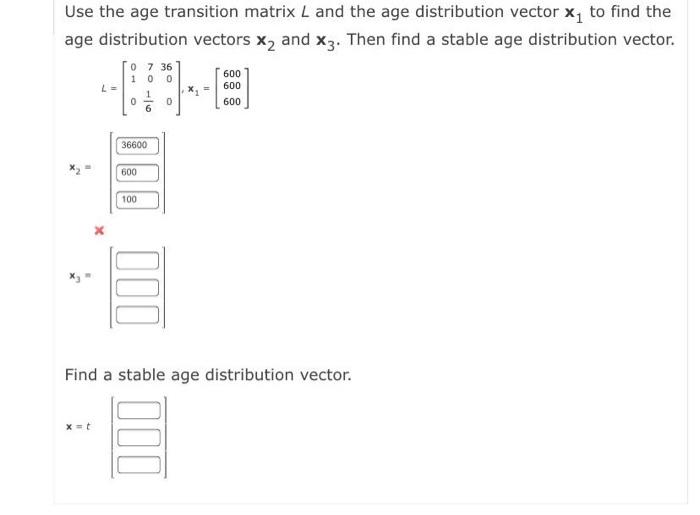Solved Use the age transition matrix L and the age | Chegg.com